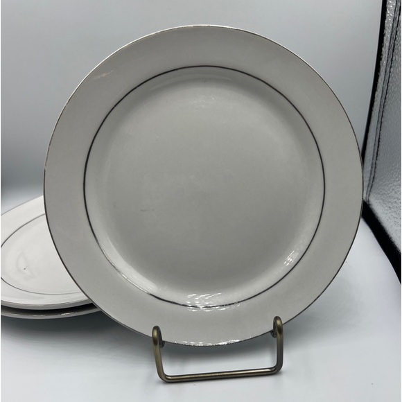 Gibson | Dining | Gibson Every Day Set Of 3 Porcelain White Silver Trim ...